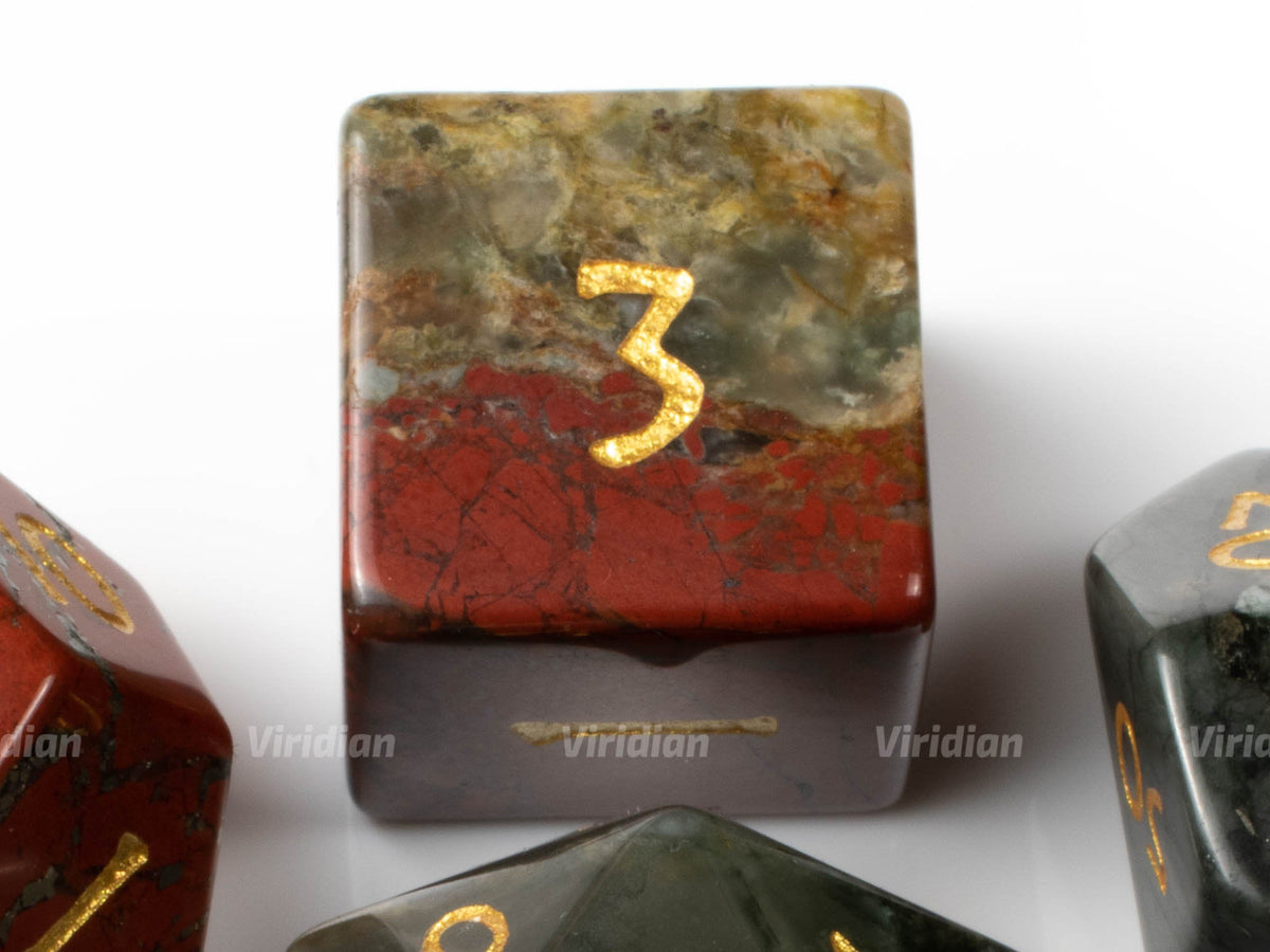 Blood Stone | Real Gemstone Dice Set (7) | Dungeons and Dragons (DnD ...