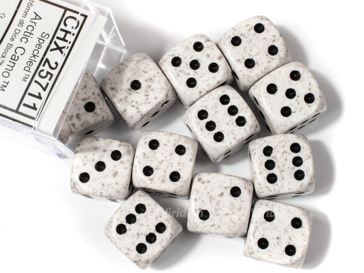 Speckled Arctic Camo D6s (12) | White & Gray | D6 Block | Chessex Dice ...
