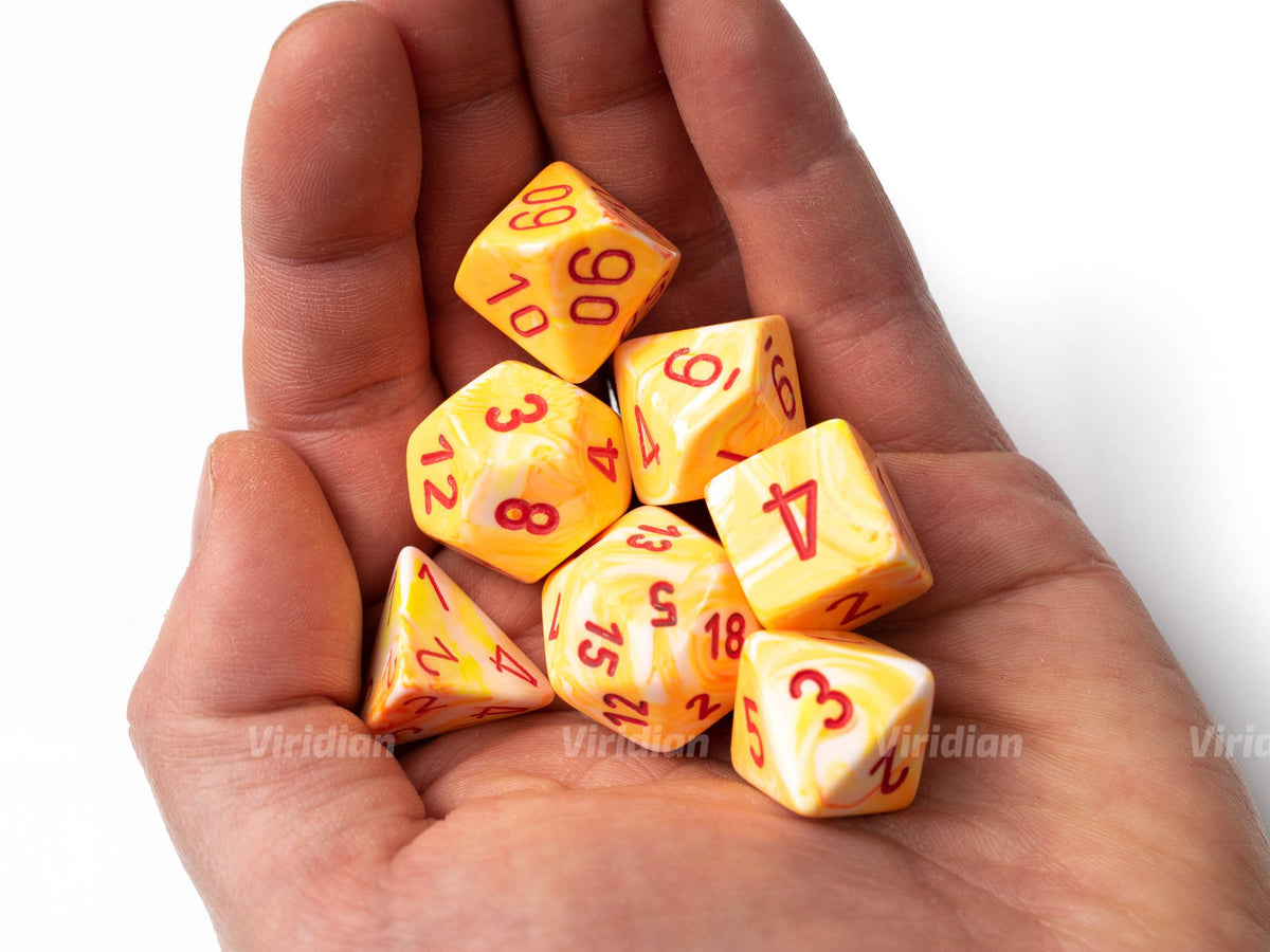 Festive Sunburst & Red | Tan and Orange | Chessex Dice Set (7 ...