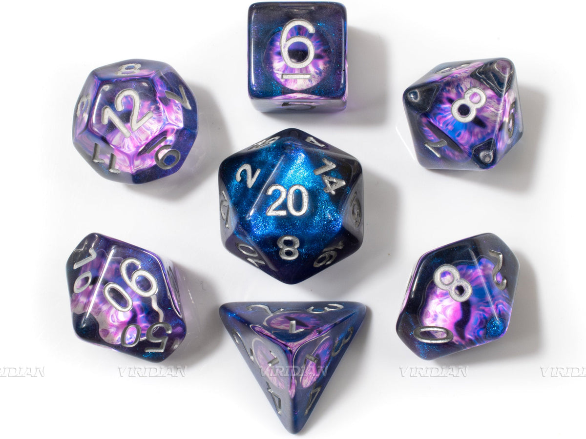 All-Seeing Eye | Purple and Blue Demonic Eye | Resin Dice Set (7 ...
