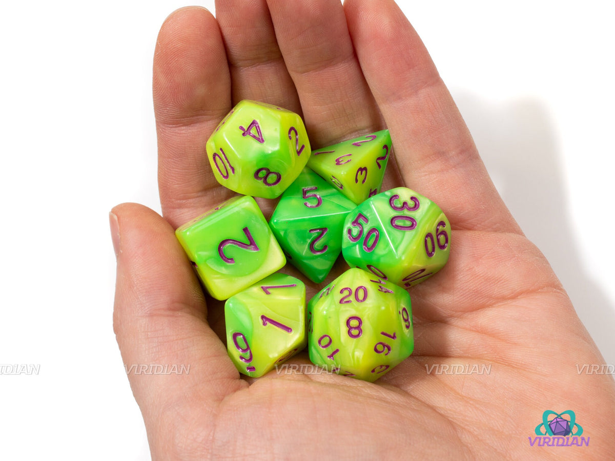 Poison Apple | Green Swirl Acrylic Dice Set (7) | Dungeons and Dragons ...