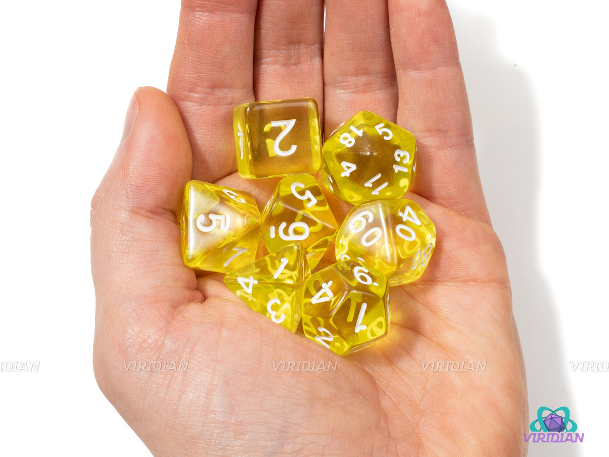 Yellow Crystal | Translucent Acrylic Dice Set (7) | Dice Set (7 ...
