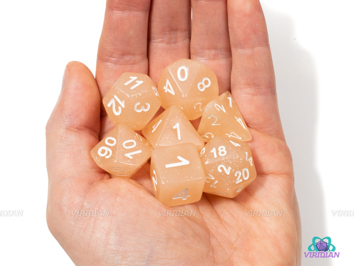 Cream Soda | Tan Glitter Acrylic Dice Set (7) | Dungeons and Dragons ...