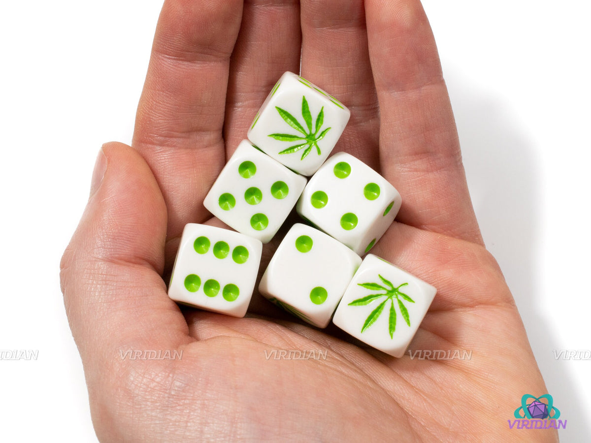 One With Mary Jane | (6) 16mm Acrylic Marijuana/Cannabis-Themed Dice ...