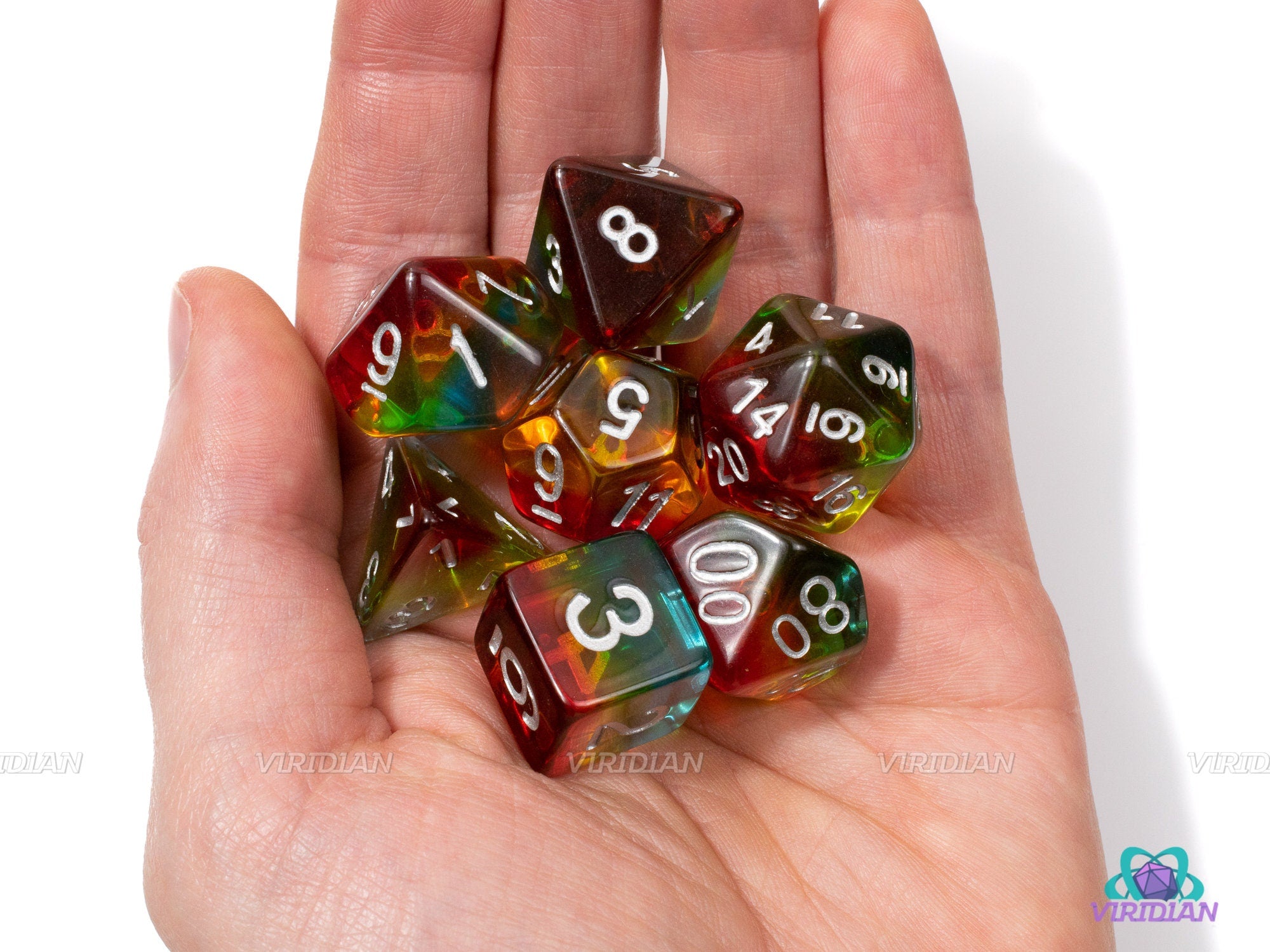 Fish Food | Red, Yellow and Blue Layered Acrylic Dice Set (7) | Dungeo ...